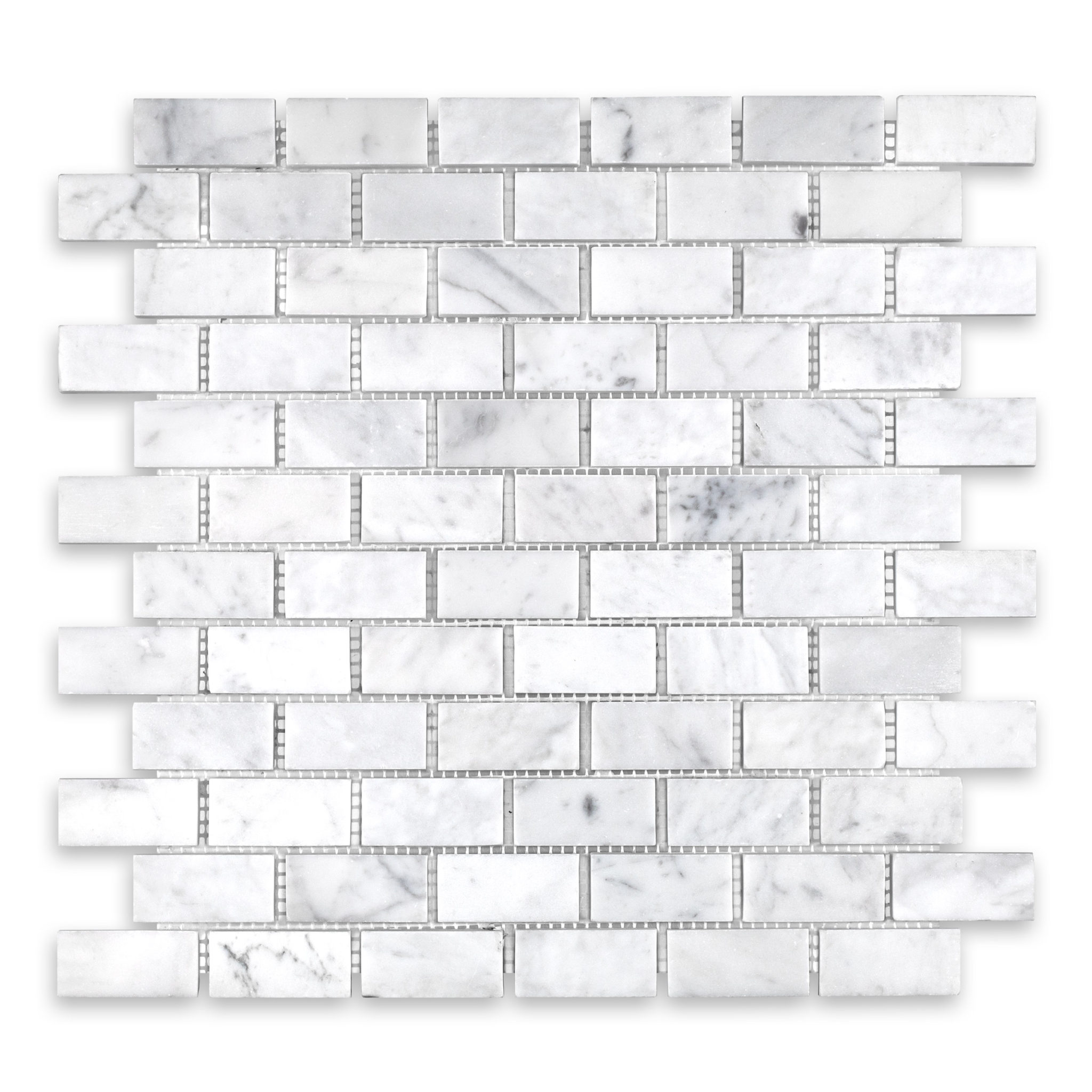White Carrara Marble Brick 1" X 2" Honed/ Polished | Natural Stone ...