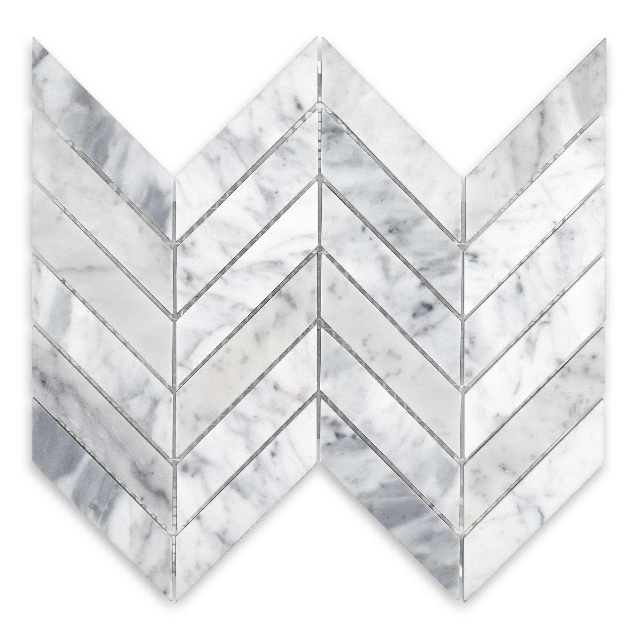 White Carrara Marble Chevron 1" X 4" Honed/ Polished | Natural Stone ...