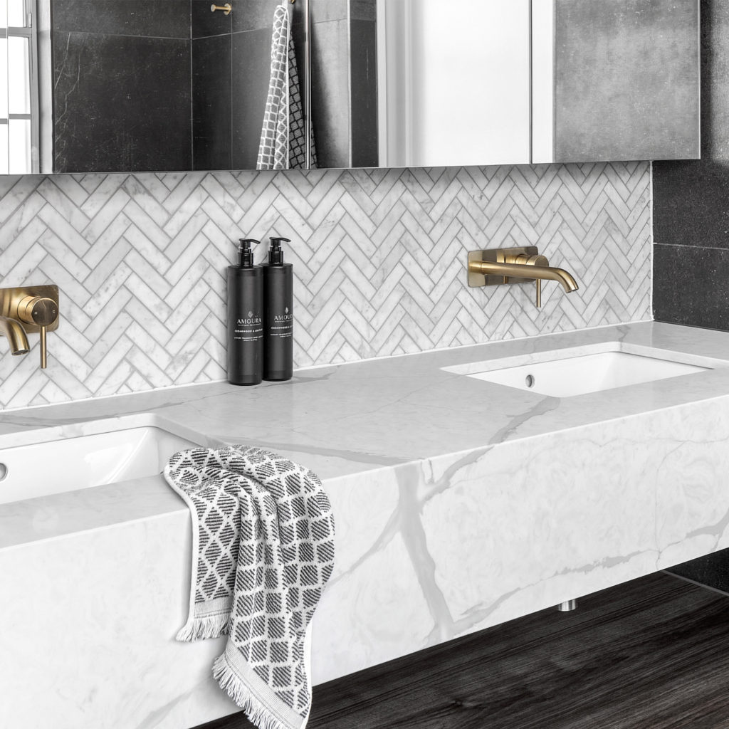 White Carrara Marble Herringbone 1" X 4" Honed/ Polished | Natural ...
