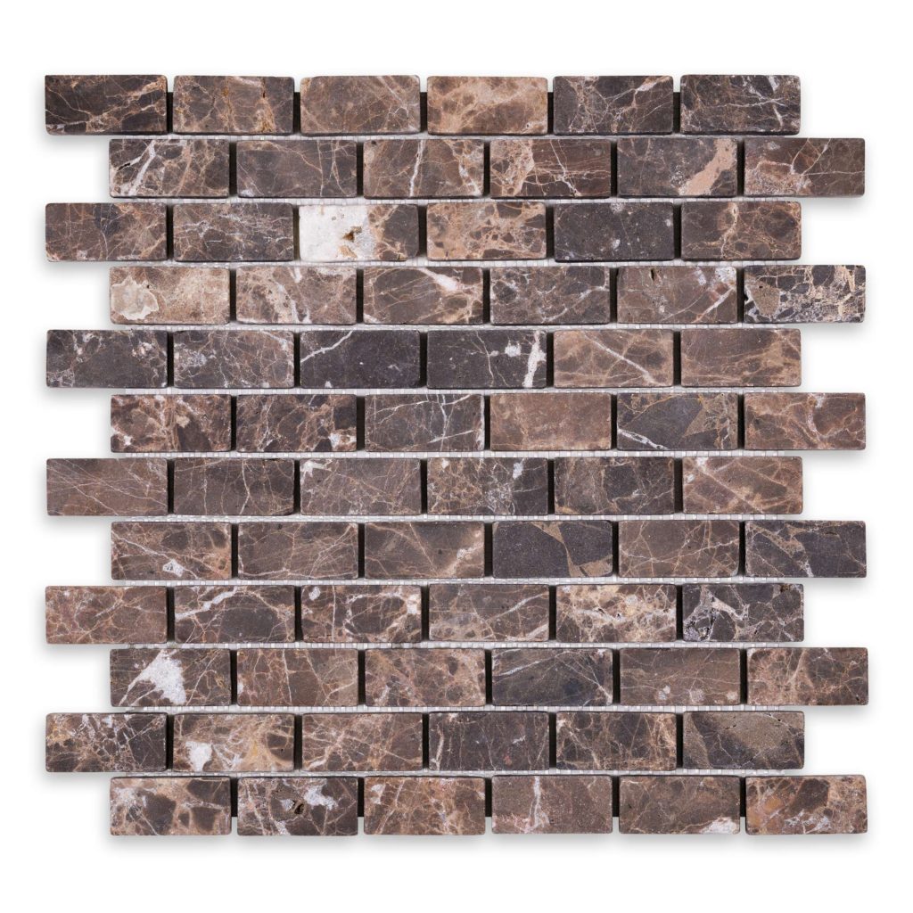 Emperador Dark Marble Brick 1" X 2" Tumbled Collection | Natural Stone ...