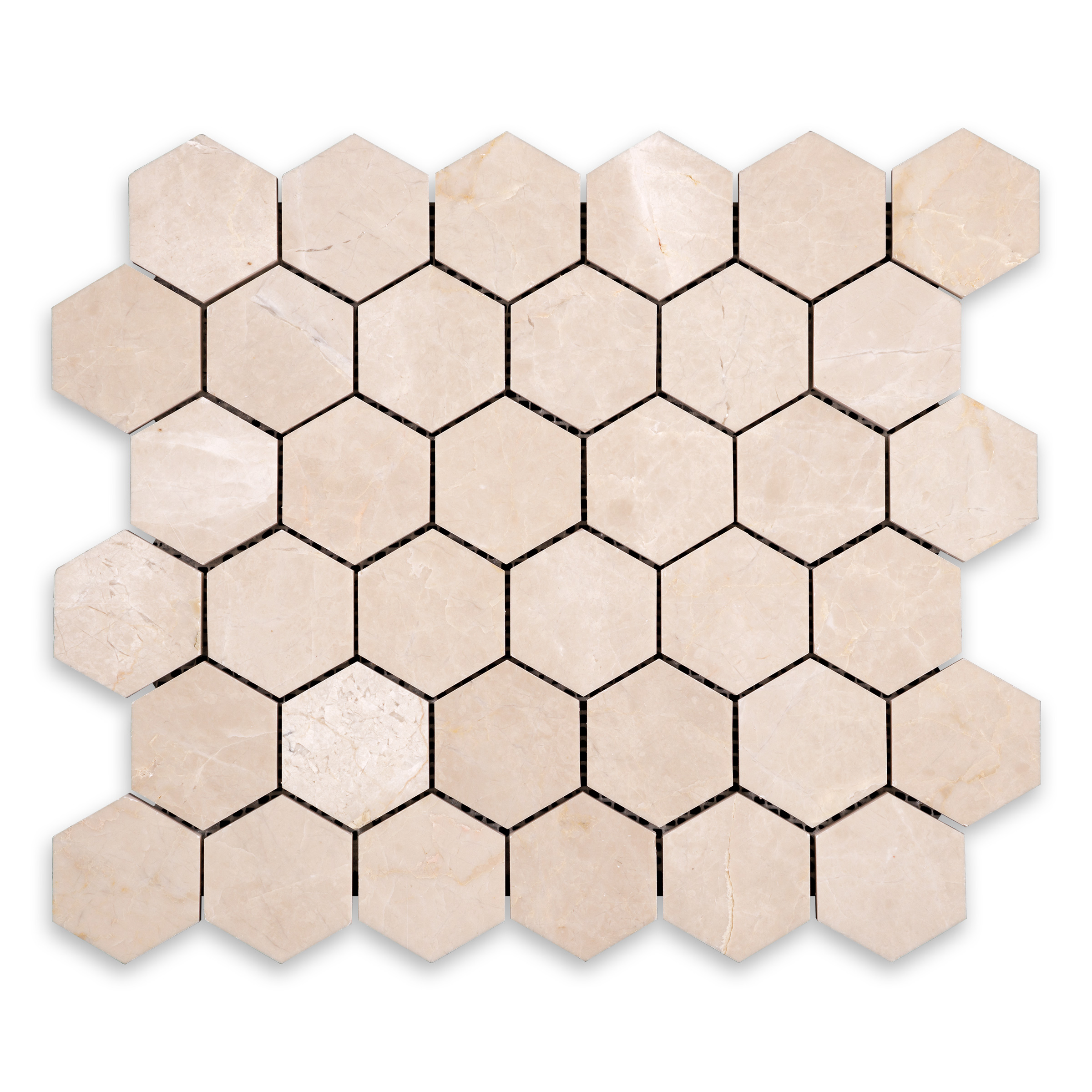 Botticino Turkish Marble Hexagon 2" Polished | Natural Stone Resources