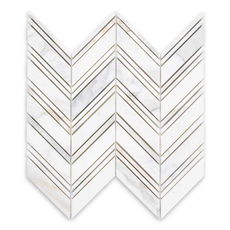 Calacatta Gold Marble Chevron with Thin Calacatta Gold Strip Honed ...