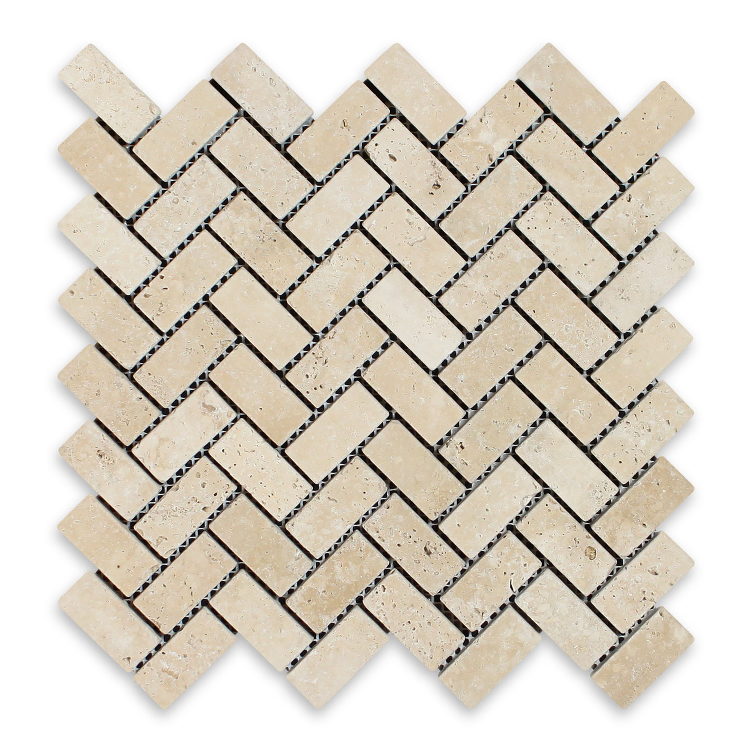 Ivory Premium Travertine Herringbone 1" X 2" Tumbled | Natural Stone ...