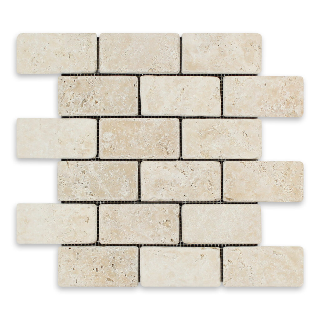 Ivory Premium Travertine Brick 2" X 4" Tumbled | Natural Stone Resources